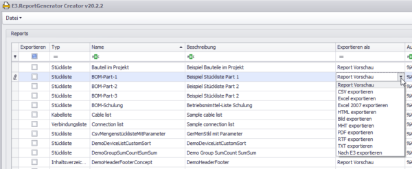 Create customised Reports | E3.ReportGenerator | Zuken EN